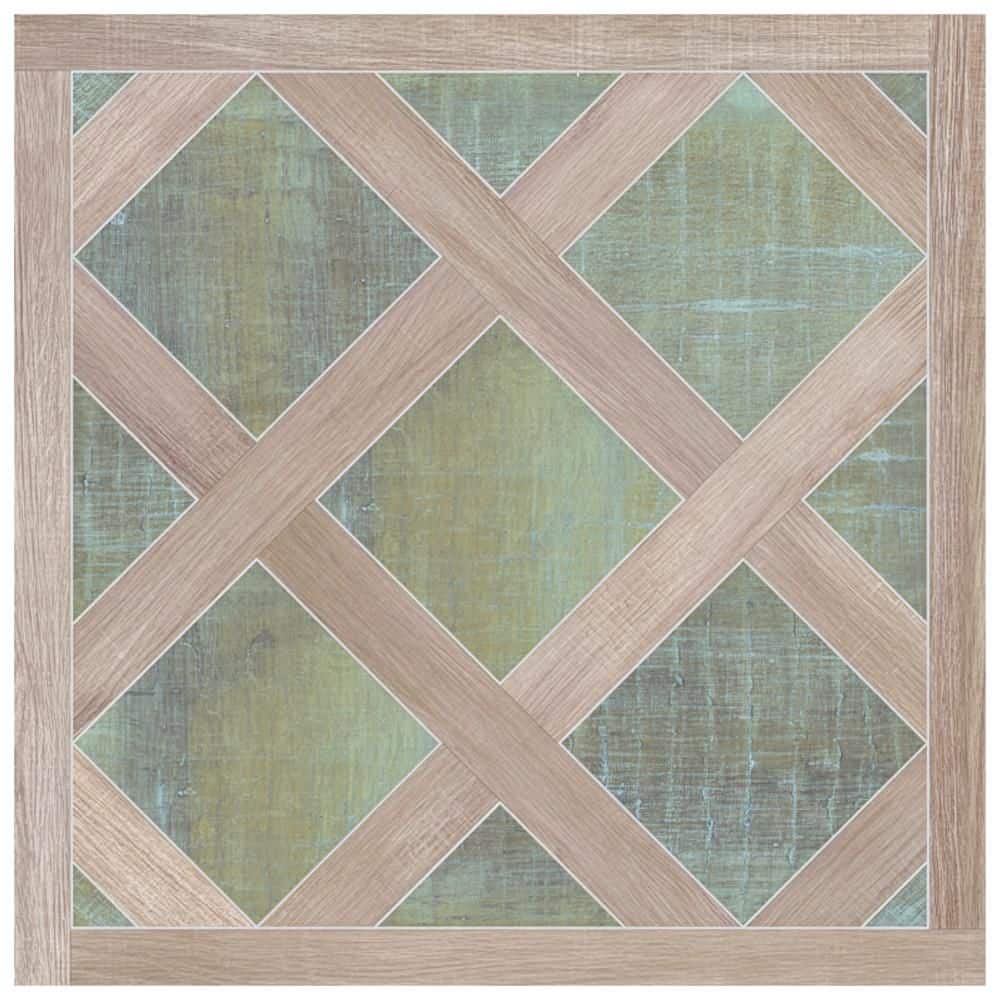 Merola Tile Fusione Intarsio Green 24 in. x 24 in. Porcelain Floor and ...