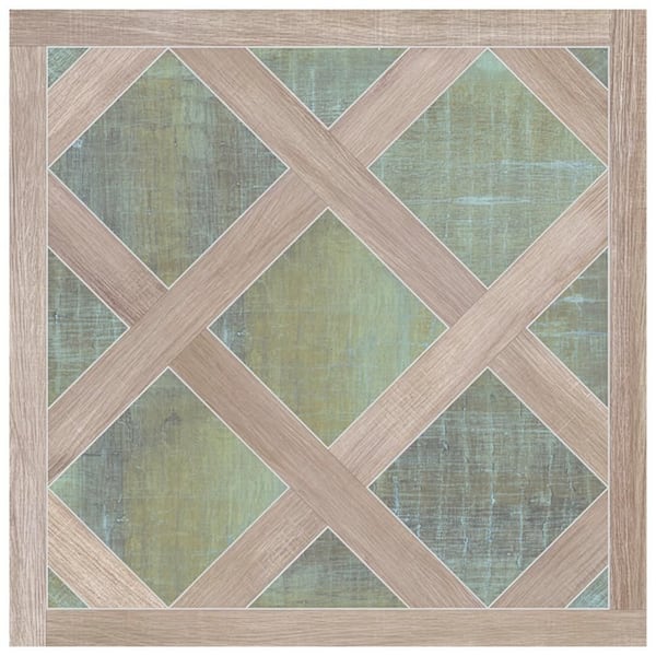 Merola Tile Fusione Intarsio Green 24 in. x 24 in. Porcelain Floor and ...