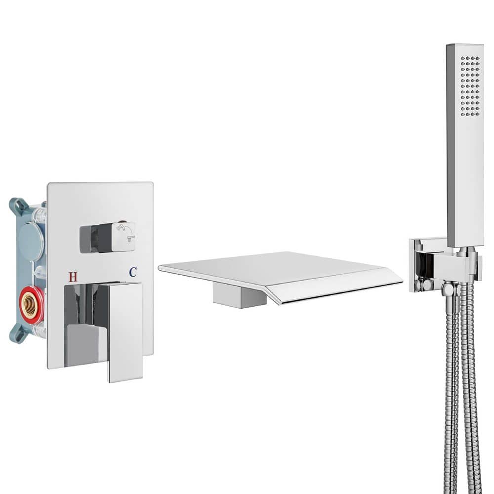 Single-Handle Wall Mount Roman Tub Faucet with Hand Shower and ...