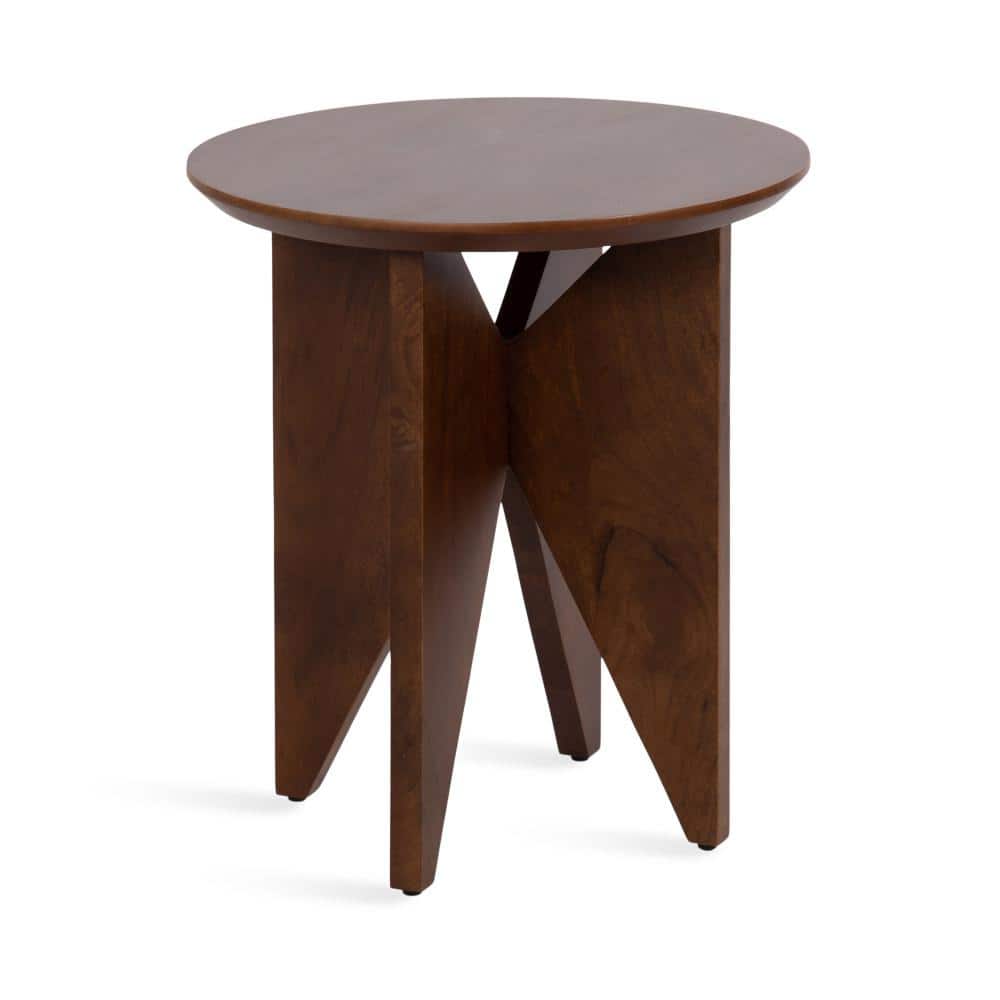 Kate and Laurel Faiza 18 in. Walnut Brown Round Wood End Table 228044 ...