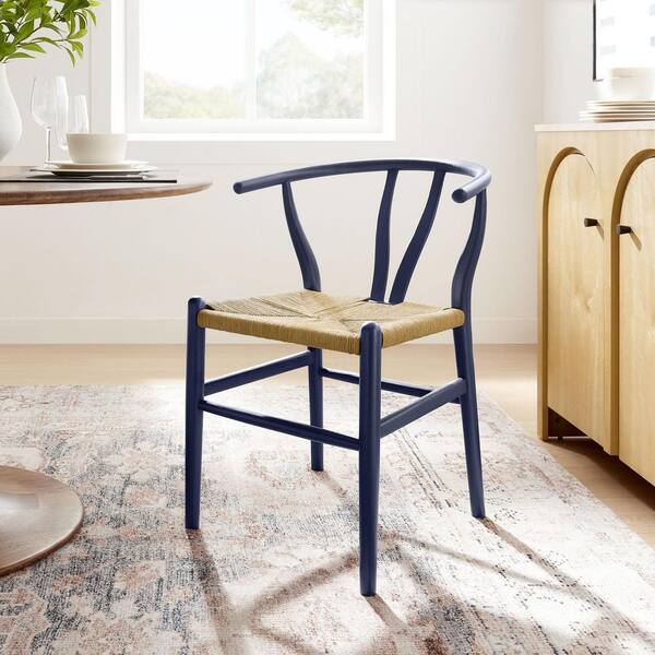 MODWAY Amish Wood Rope Dining Room Chair in Midnight Blue-32 Inch Tall ...