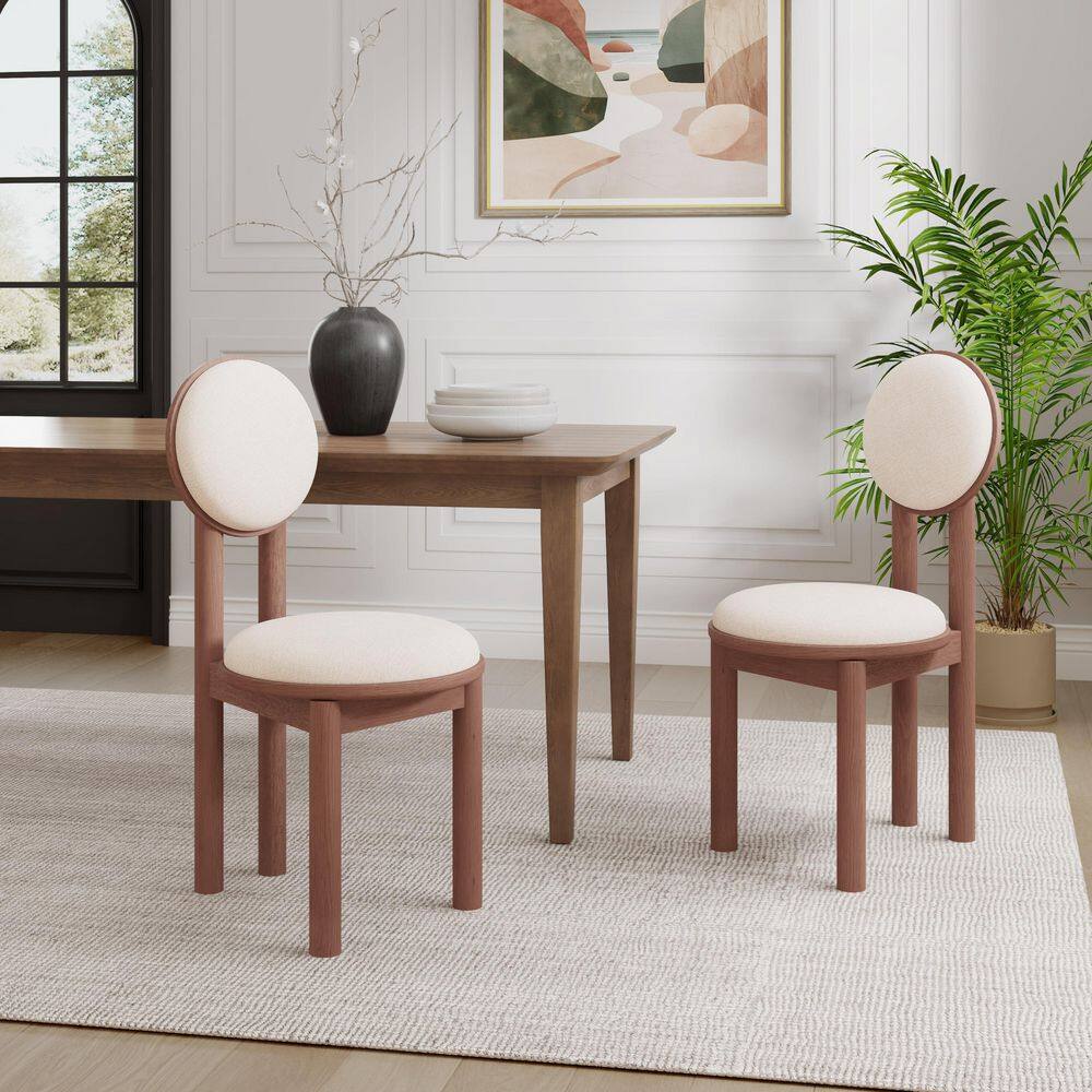 CHRISTOPHER KNIGHT HOME Ames Beige Polyester Fabric Solid Wood Armless Dining Side Chairs, Set ...