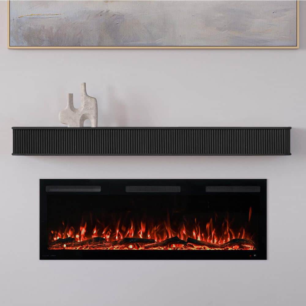 Modern Ember Alfama Sable Stain 72 in. Wood Fireplace Cap-Shelf Mantel ...