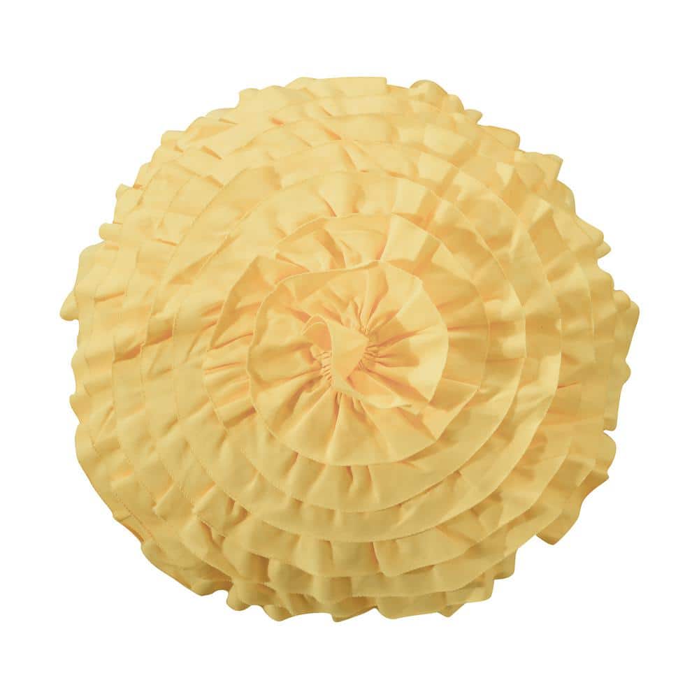 LEVTEX HOME Palisades Yellow Ruffle 18 in. x 18 in. Round Throw Pillow ...