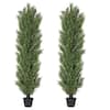 poetree 71 in. Green Artificial Cedar Tree in Pot HDSBS-1.8M-2 - The ...