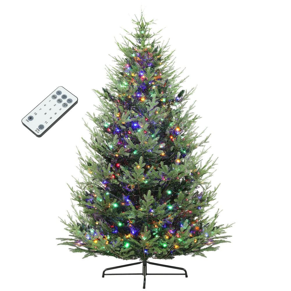 HOMCOM 9 ft Prelit Christmas Tree with Remote, Nordic Pine Artificial ...