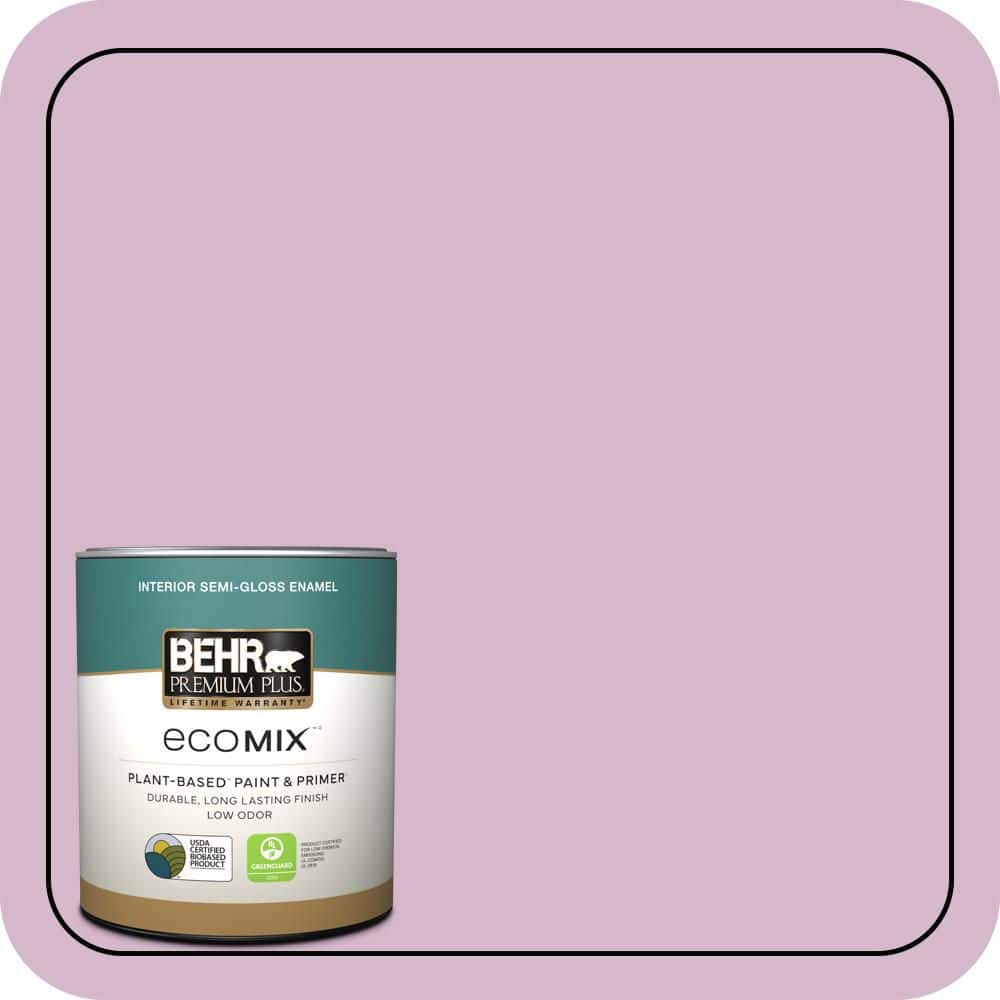 BEHR PREMIUM PLUS 1 qt. #680D-4 Velvet Slipper Semi-Gloss Enamel EcoMix ...