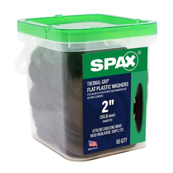 SPAX 2 in. Thermal-Grip Insulation Washers Flat Black Plastic (80-Count ...