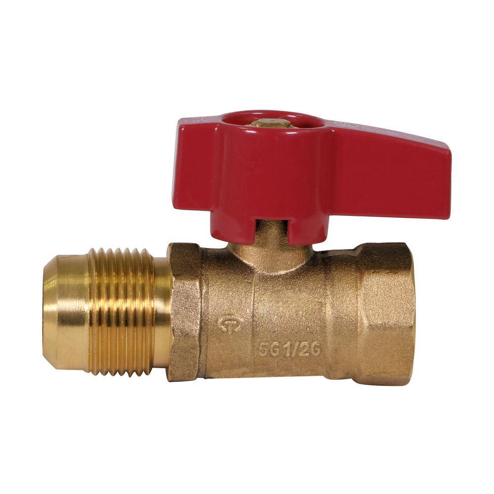 PLUMBFLEX 5/8 in. Flare x 1/2 in. Brass FIP Gas Ball Valve LxFGAS5812 ...