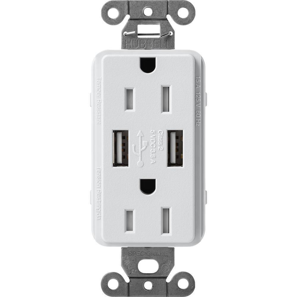 Lutron Claro 15 Amp USB Duplex Outlet, Mist SCR-15-UBTR-MI - The Home Depot