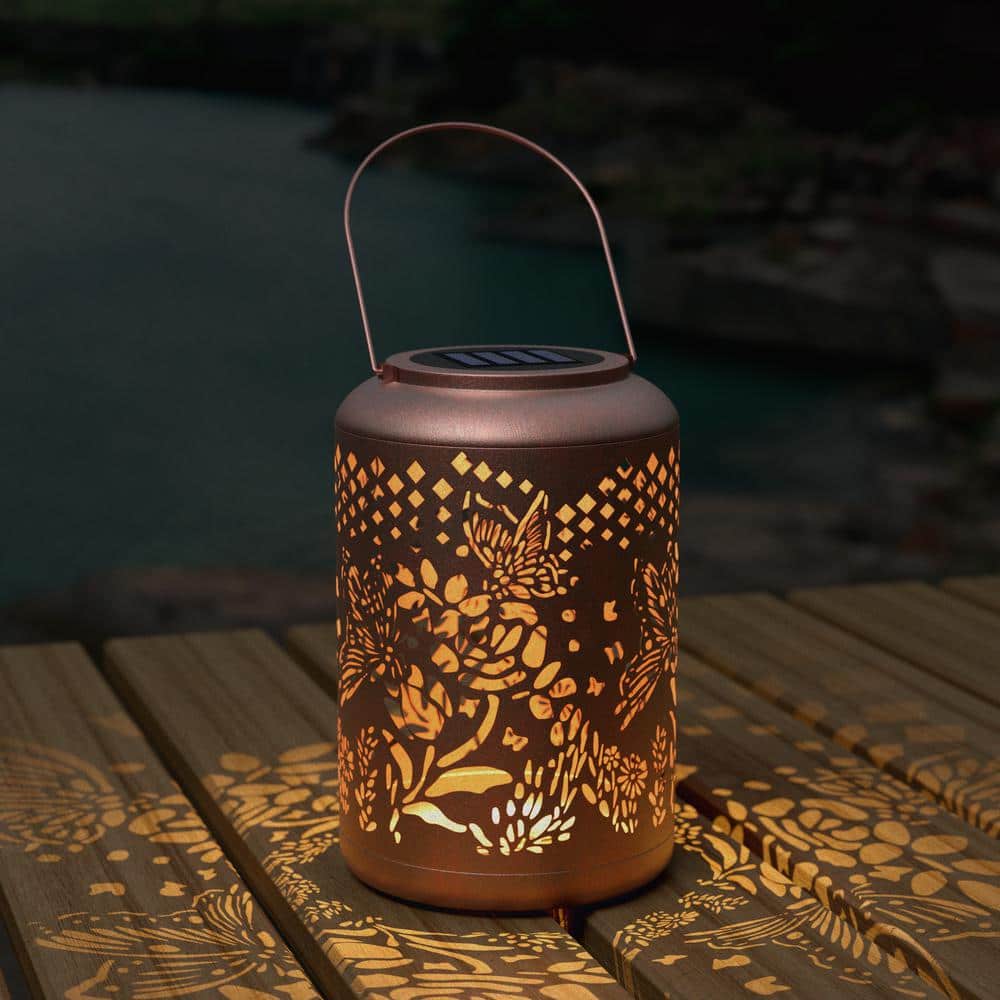 DurX-litecrete Outdoor Lanterns Butterflies Solar Lanterns Outdoor Hanging Lantern Solar Table ...