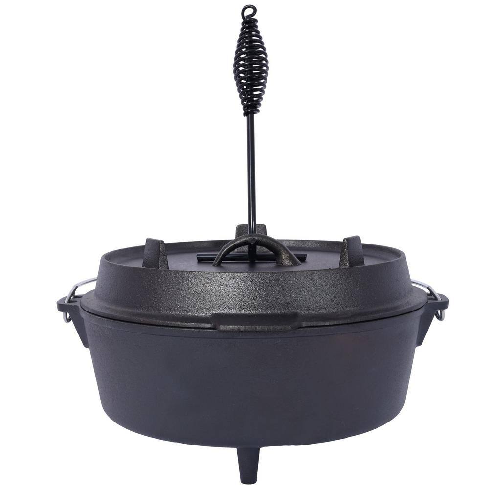 Angel Sar 4.5 qt. Pre-Seasoned Cast Iron Dutch Oven with Leg Base ...