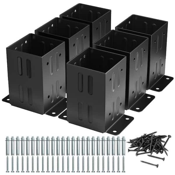 NVNOO 4 in. x 4 in. Steel Fence Post Anchor Base with Screws and ...