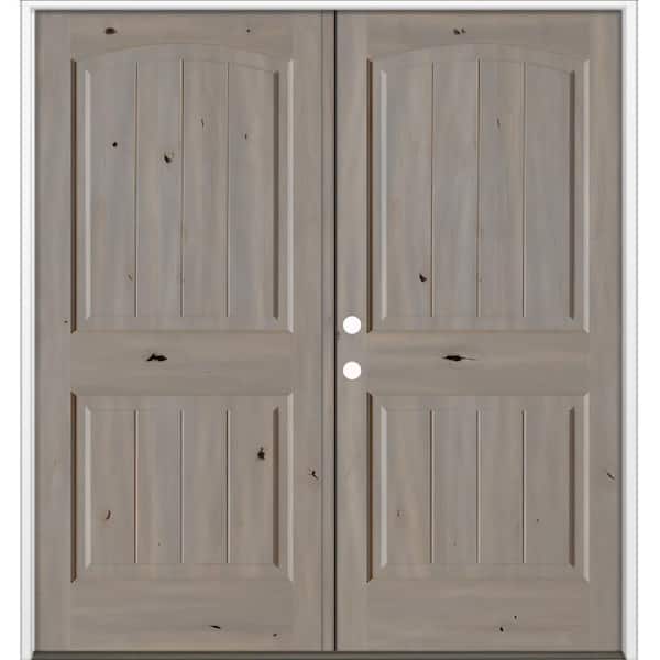 Krosswood Doors 72 in. x 80 in. Rustic Knotty Alder Arch VG Right-Hand ...