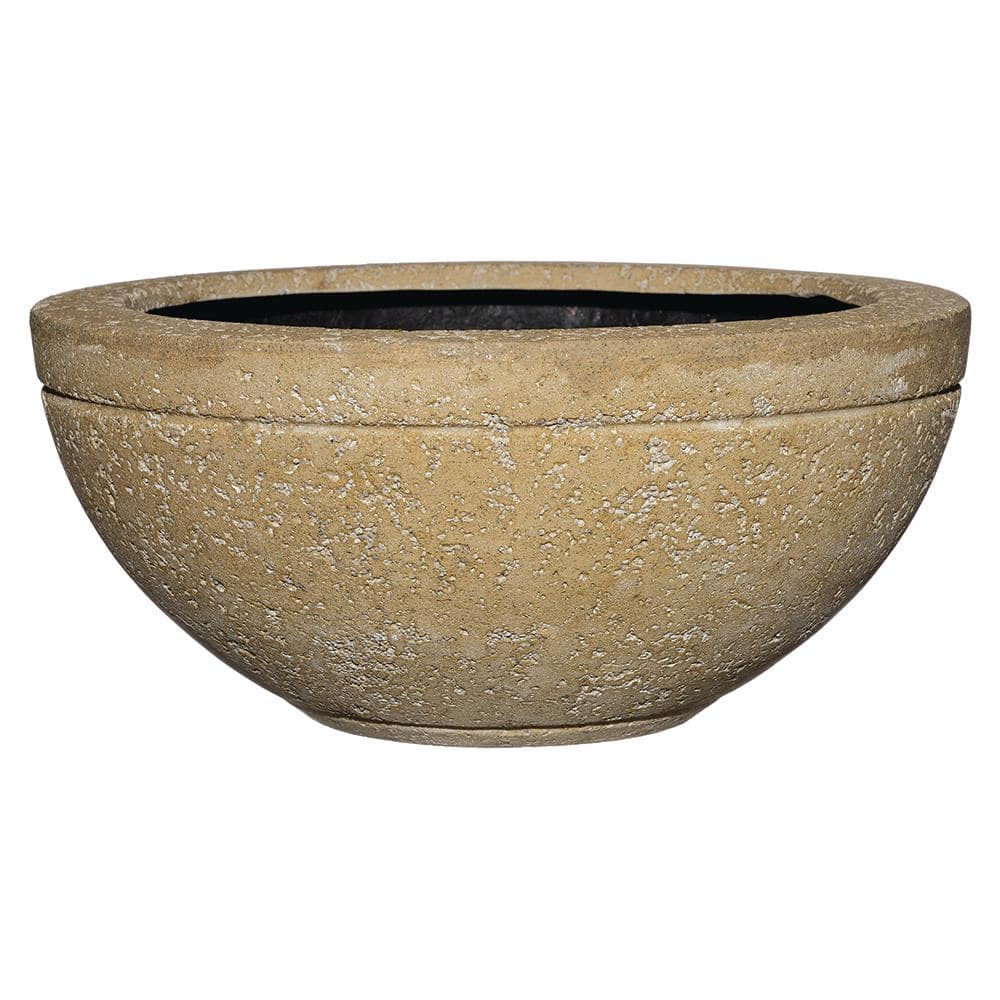 CHG CLASSIC HOME & GARDEN Rolled Rim 18 in. Natural LavaStone Shallow ...