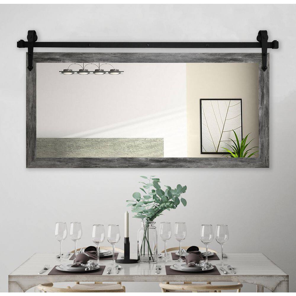 Rayne Mirrors (48 in. W x 31 in. H) Grey Accent Mirror with Steel Barn ...