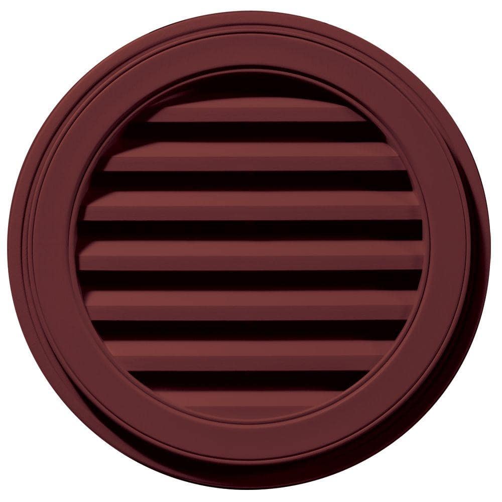 Builders Edge 22 in. x 22 in. Round Red Plastic Built-in Screen Gable ...