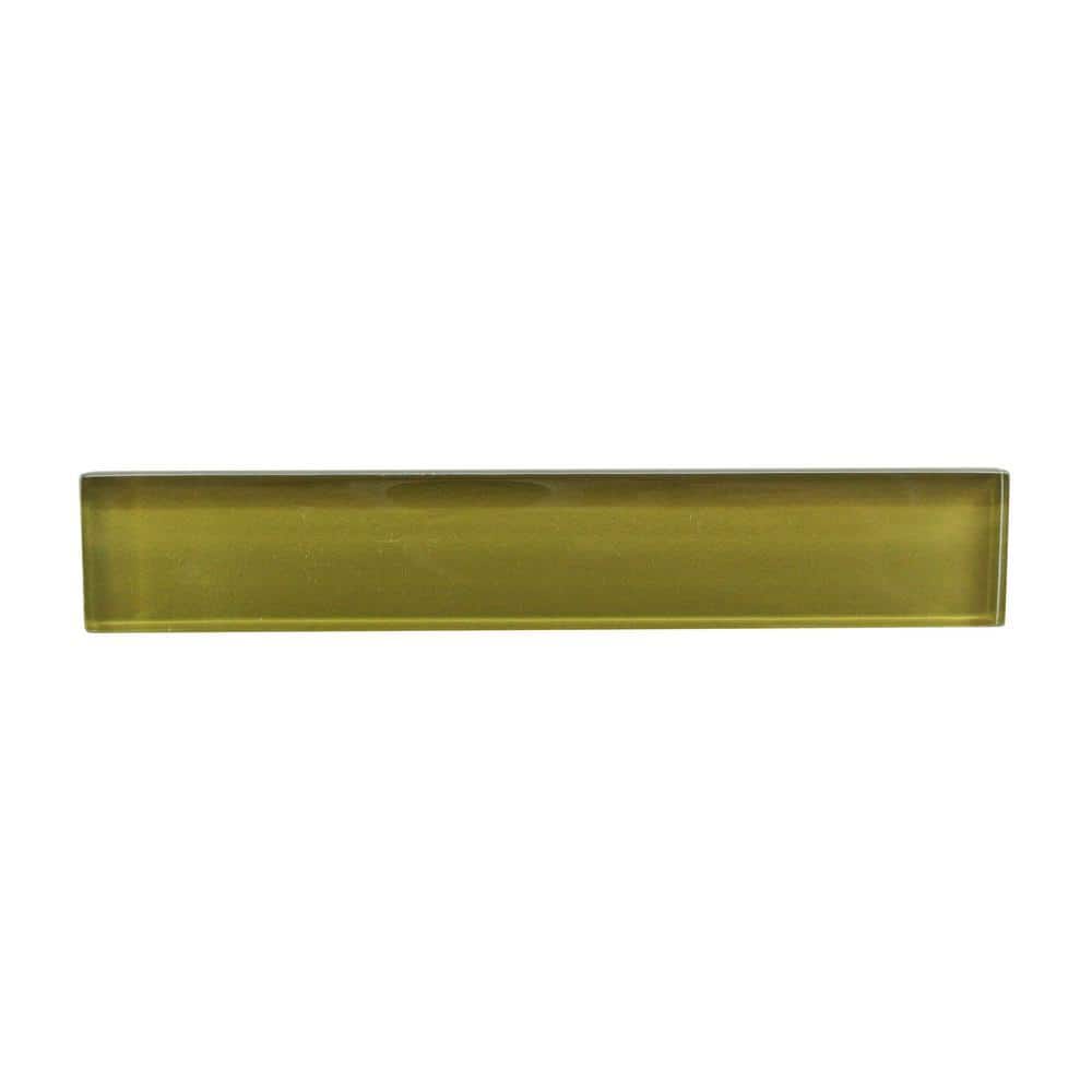 ABOLOS Tropical Green 1 in. x 6 in. Glass Glossy Accent Pencil Subway ...