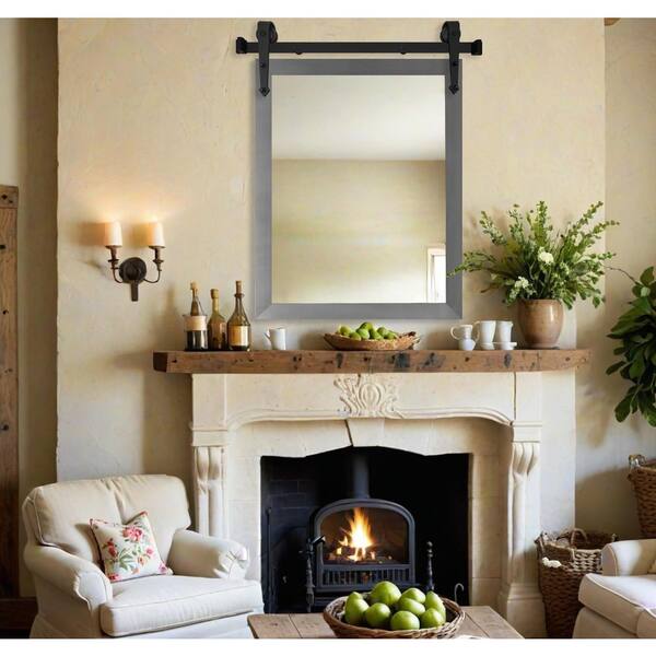 Rayne Mirrors (33 in. W x 40 in. H) Silver Modern Rustic Vertical ...