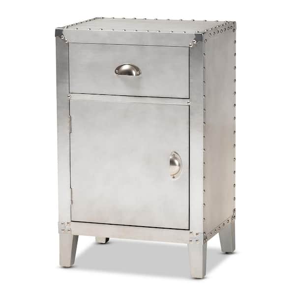 Baxton Studio Romain Silver Storage Cabinet with 1-Drawer 160-10247-HD ...