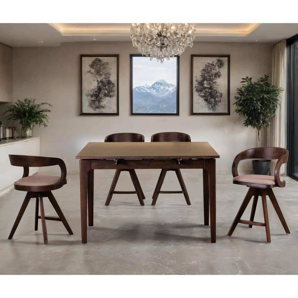 Furniture of America Sheena 5-Piece Mid Century Rich Walnut Wood Top ...