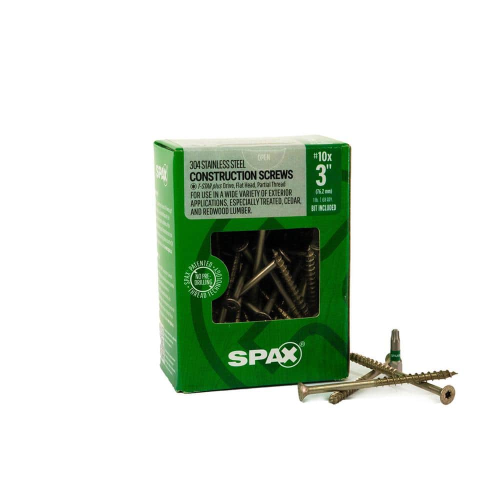 SPAX #10 x 3 in. Exterior Flat Head Stainless Steel Wood Deck Screws ...