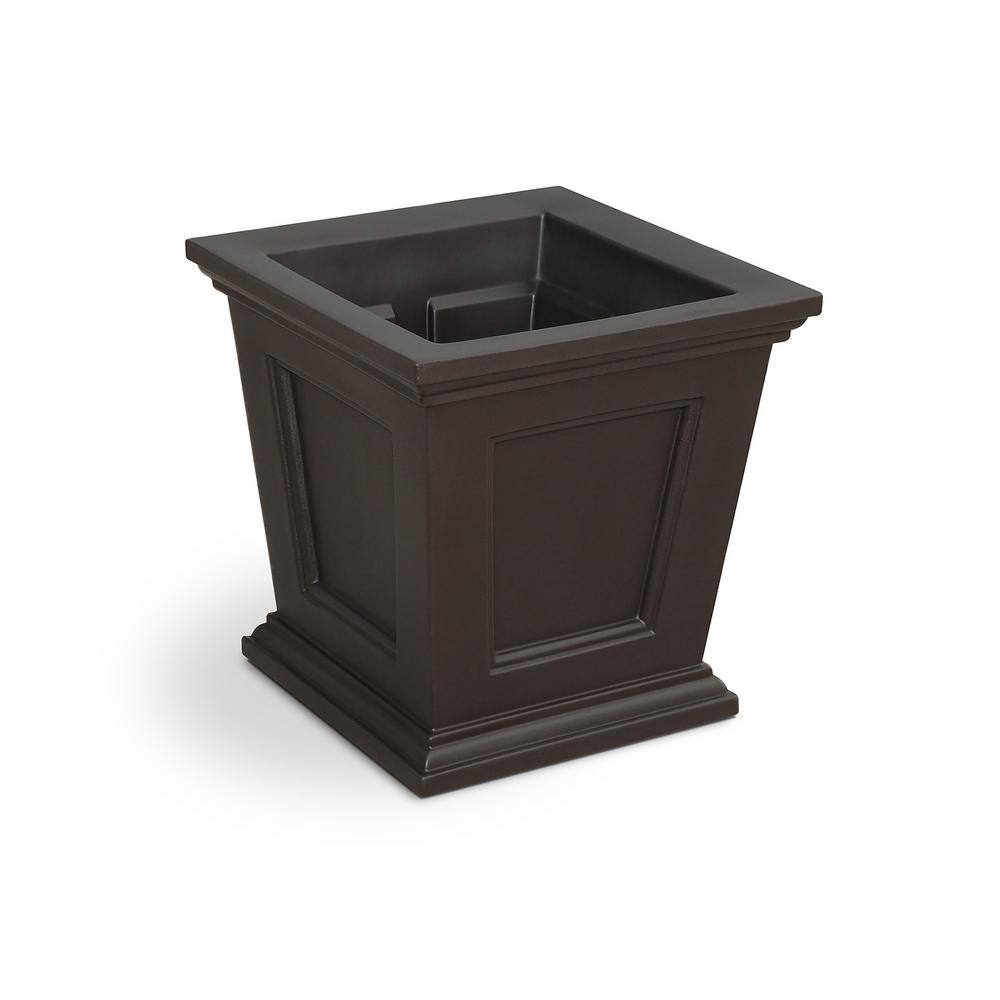 Mayne Fairfield 16 in. Square Self-Watering Espresso Polyethylene ...