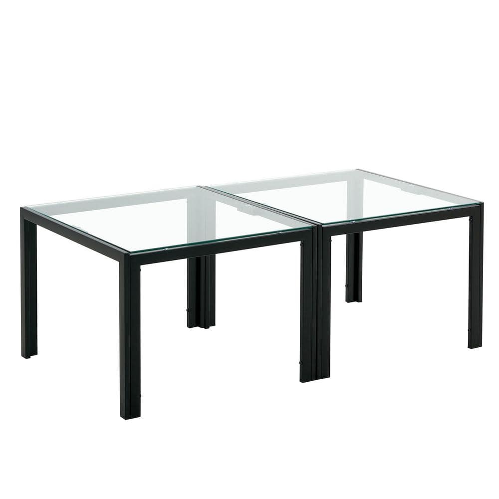 Sudzendf Transparent Square Metal Outdoor Coffee Table Set of 2, Modern ...