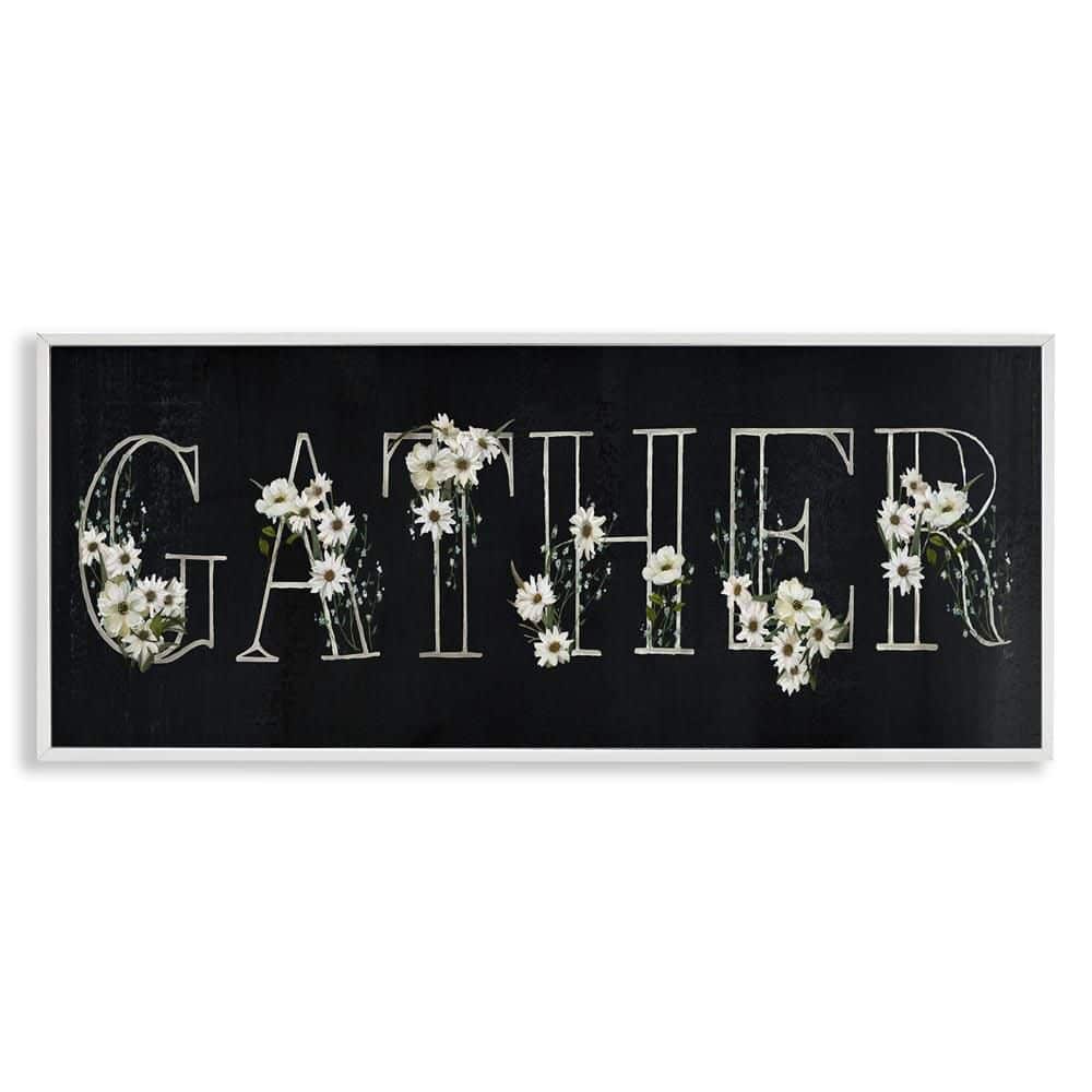 Stupell Industries Chalkboard and Floral Gather by Nan White Framed ...