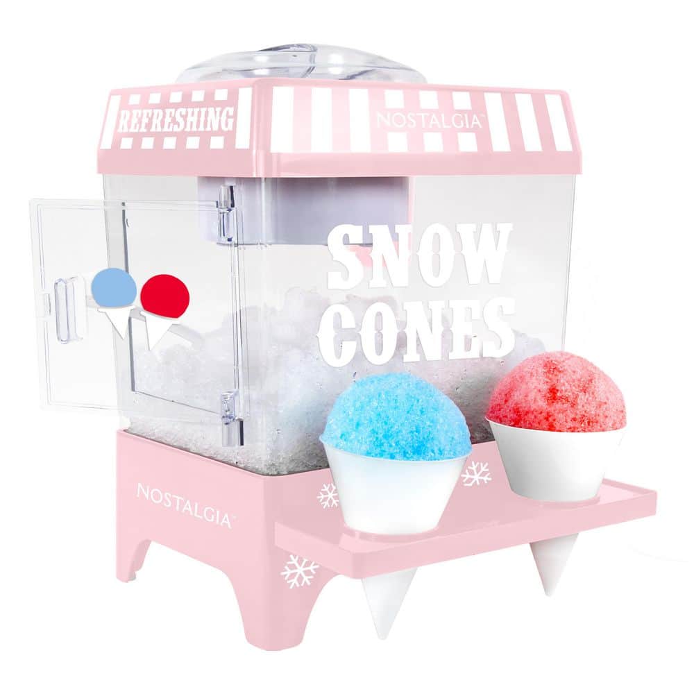Nostalgia 160 oz. Pink Snow Cone Machine with 2-Reusable Snow Cone Cups ...