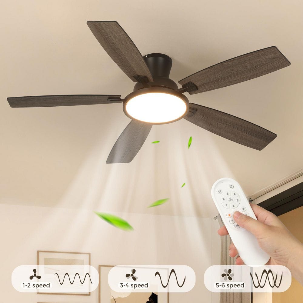Reviews for TOZING 52 in. Indoor LED Black Low Profile Standard Flush ...