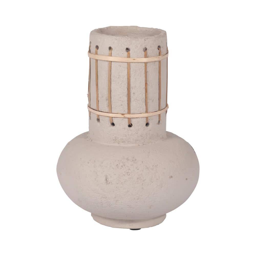 Liv & Skye 10 in. Ivory Ceramic Top Weave Nomad Decorative Vase 18231 ...
