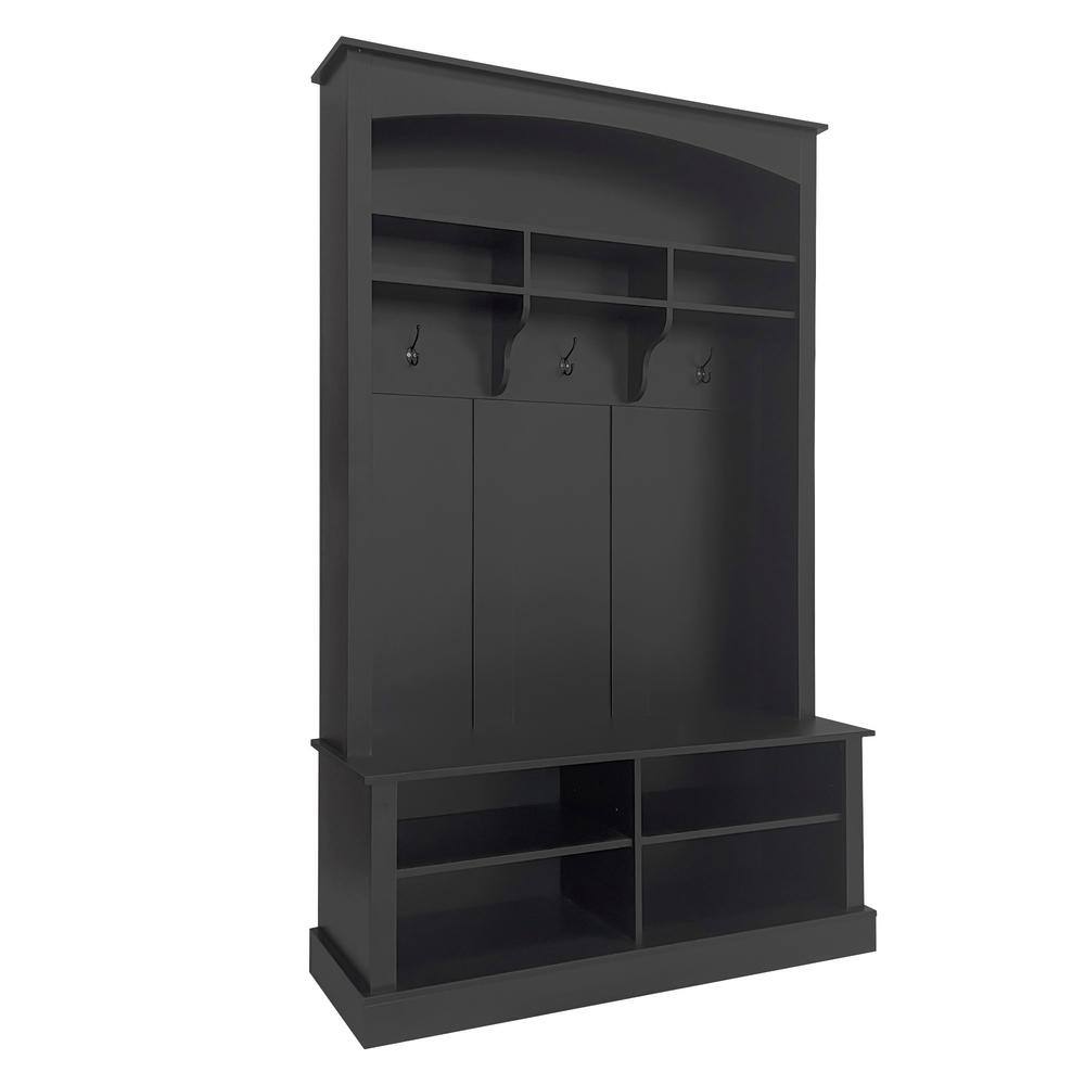 Harper & Bright Designs Black 3-in-1 Multi-Functional Hall Tree with 3 ...