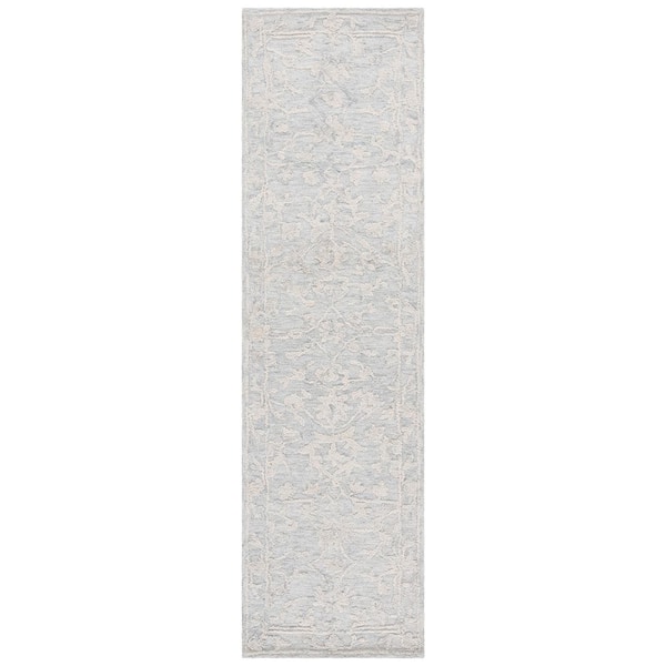 SAFAVIEH Abstract 2 ft. x 8 ft. Light Gray/Ivory Oriental Floral Runner ...