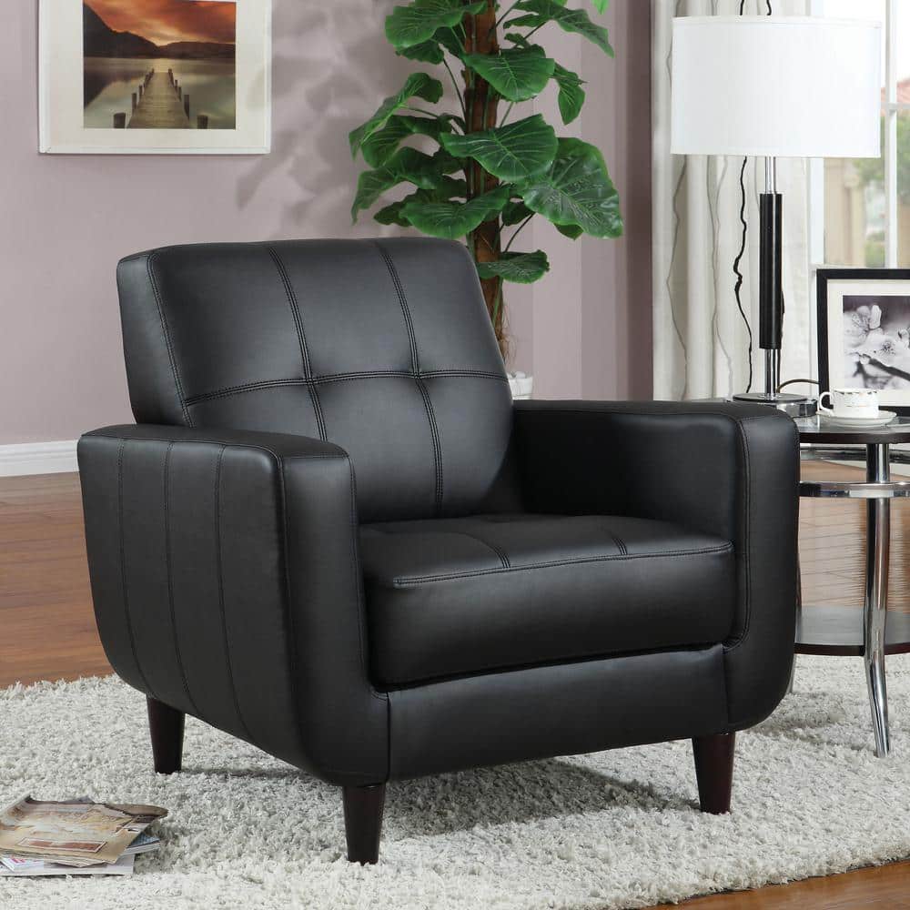 Coaster Aaron Black Faux Leather Padded Seat Accent Chair 900204 - The ...