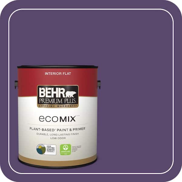 BEHR PREMIUM PLUS 1 gal. #P570-7 Proper Purple Flat EcoMix Plant-Based ...