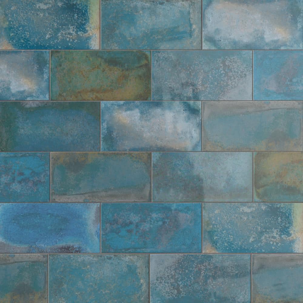 Merola Tile Atelier Oxid Blue 5 in. x 9 in. Porcelain Floor and Wall ...