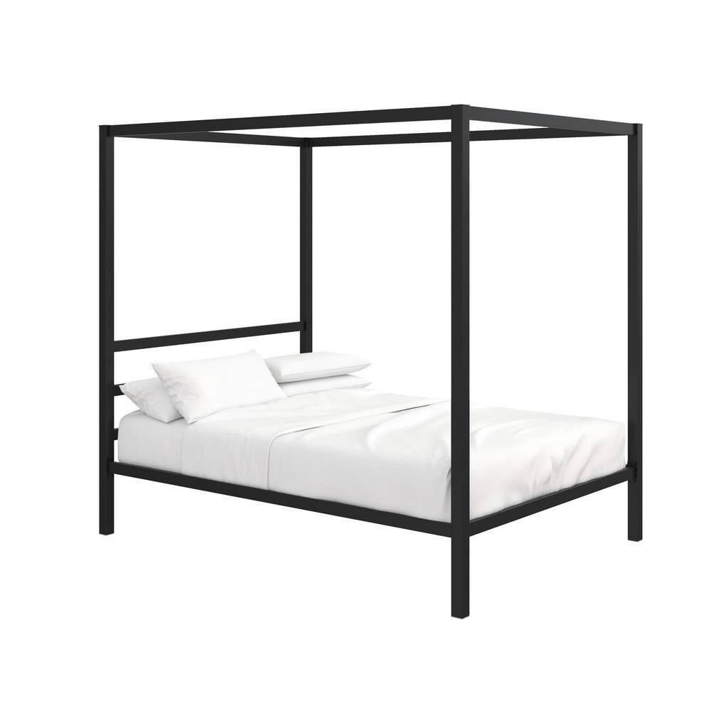 DHP Rory Black Metal Frame Full Canopy Bed DE70626 The Home Depot dhp-rory-black-metal-frame-full-canopy-bed-de70626-the-home-depot