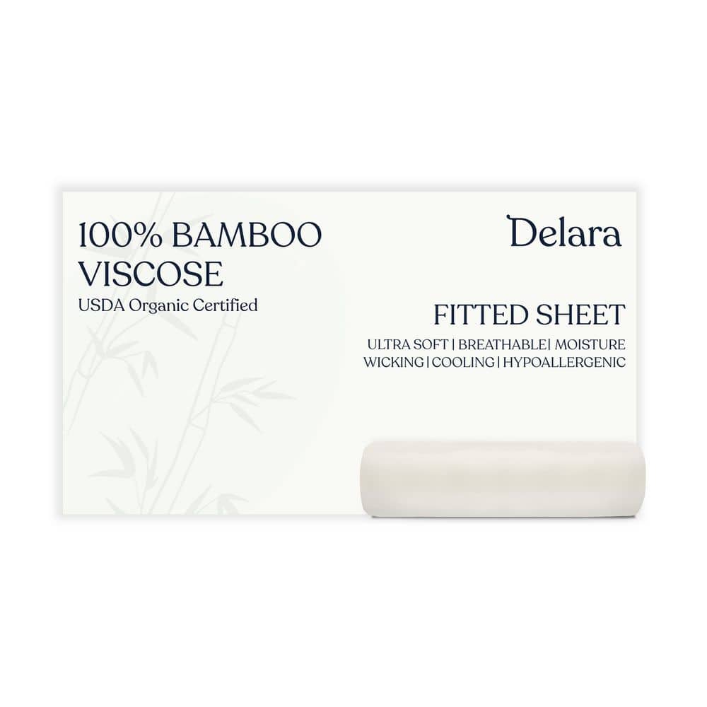Delara 100% Viscose Derived from Bamboo Cal King Fitted Sheet Ivory ...