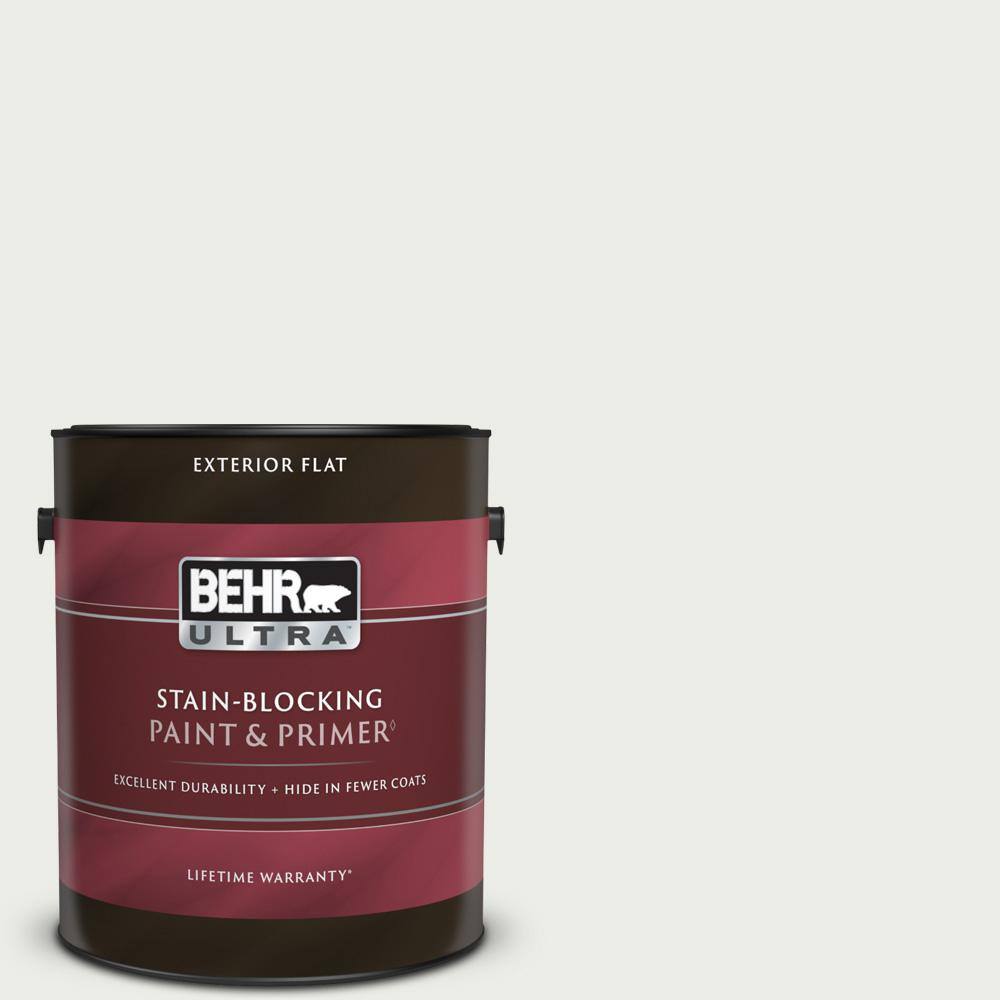 BEHR ULTRA 1 gal. #52 White Flat Exterior Paint & Primer 485001 - The ...