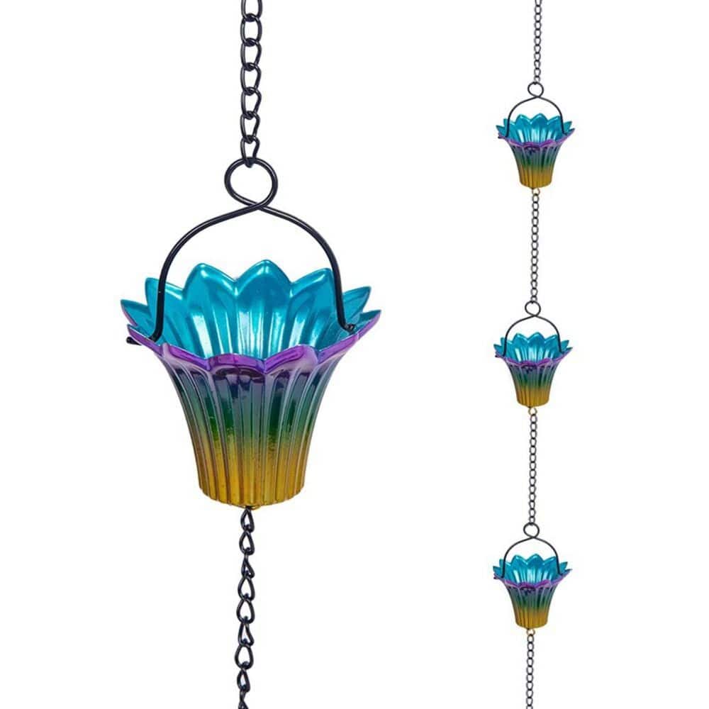 10 ft. Blue Metal Rain Chains with 12 Cups HPC4L1TYL1 - The Home Depot