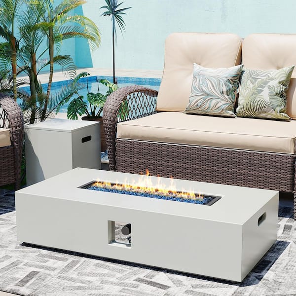 PATIO WATCHER Outdoor 56in. Rectangular Iron Fire Pit Table with ...