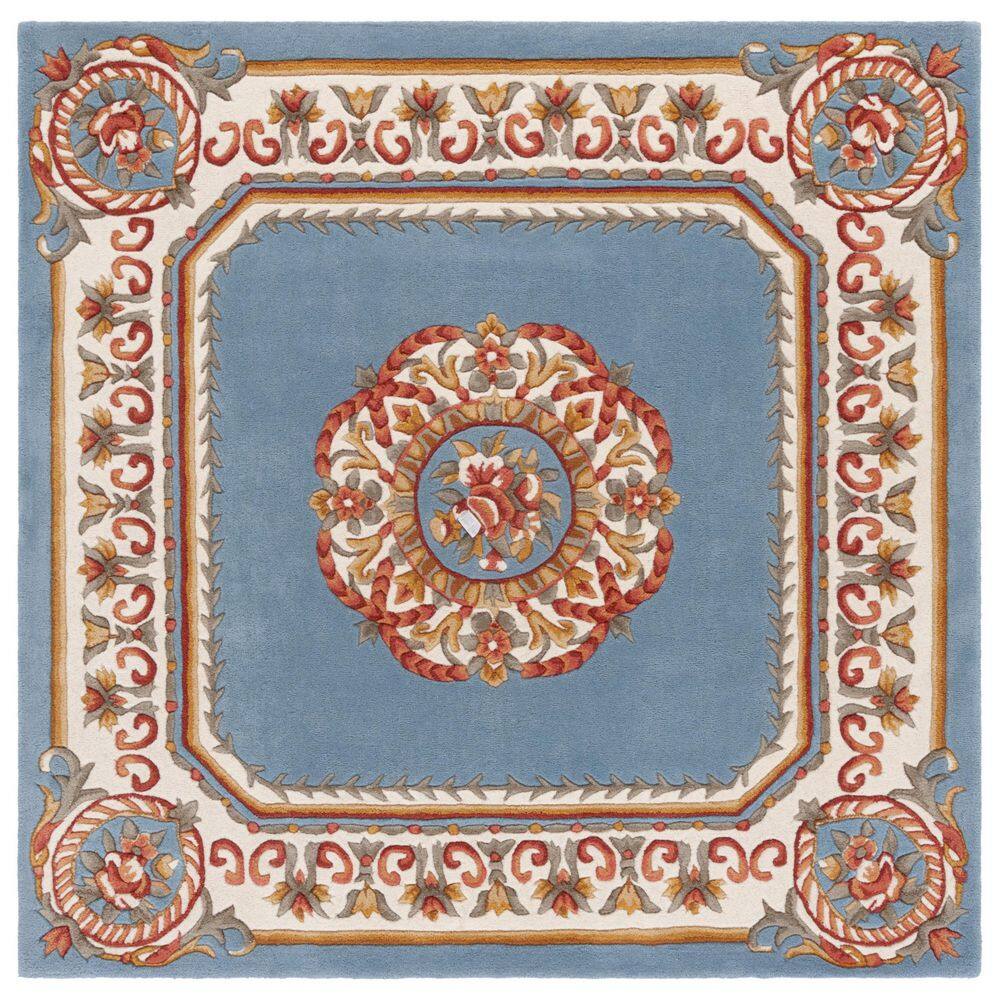 SAFAVIEH Naples 6 ft. x 6 ft. Light Blue/Ivory Ornate Medallion Square ...