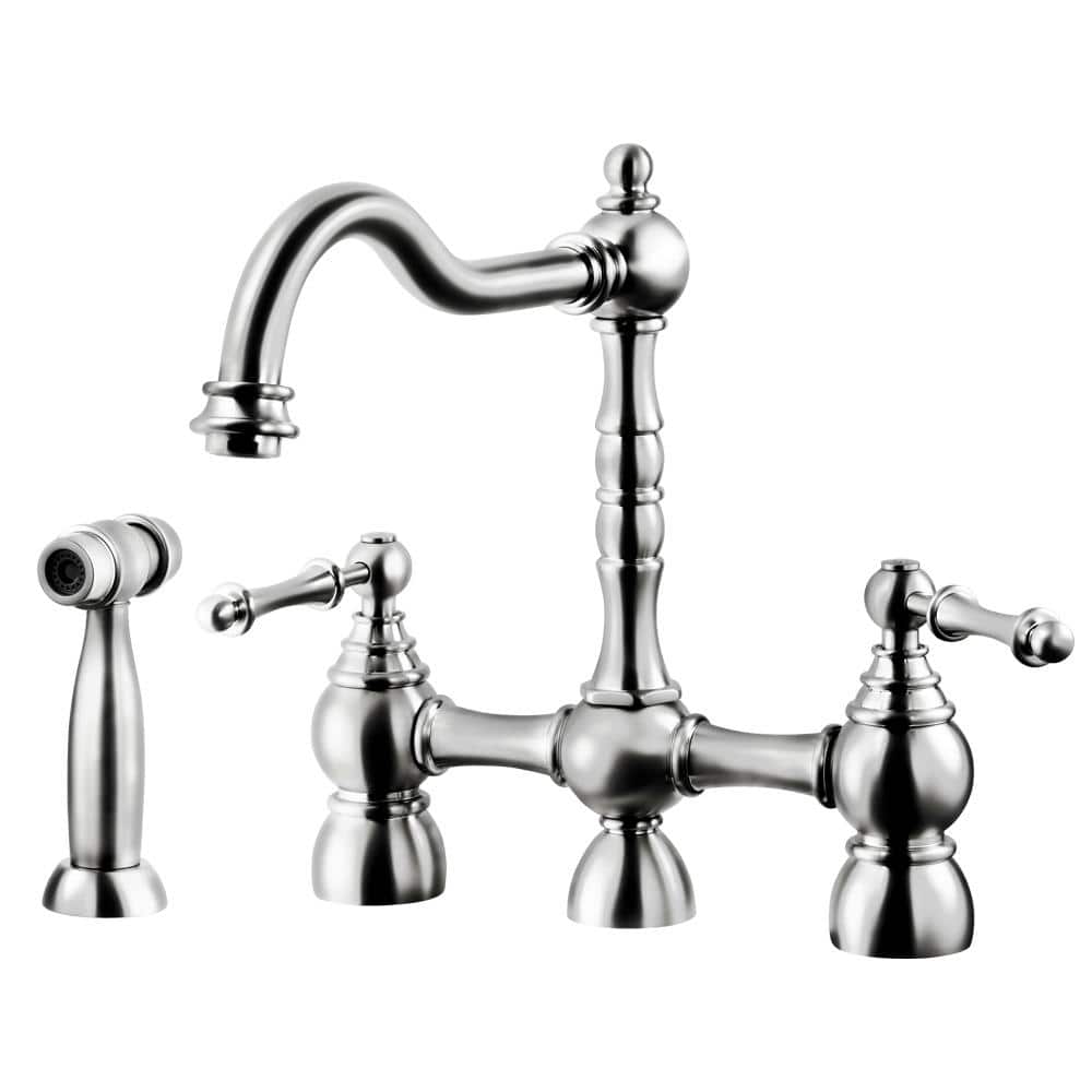 HOUZER Lexington Traditional 2-Handle Bridge Kitchen Faucet with ...