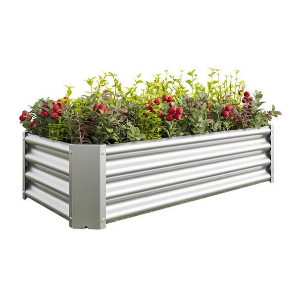 Otryad 4x2x1ft Green Metal Rectangular Raised Garden Bed, Outdoor ...