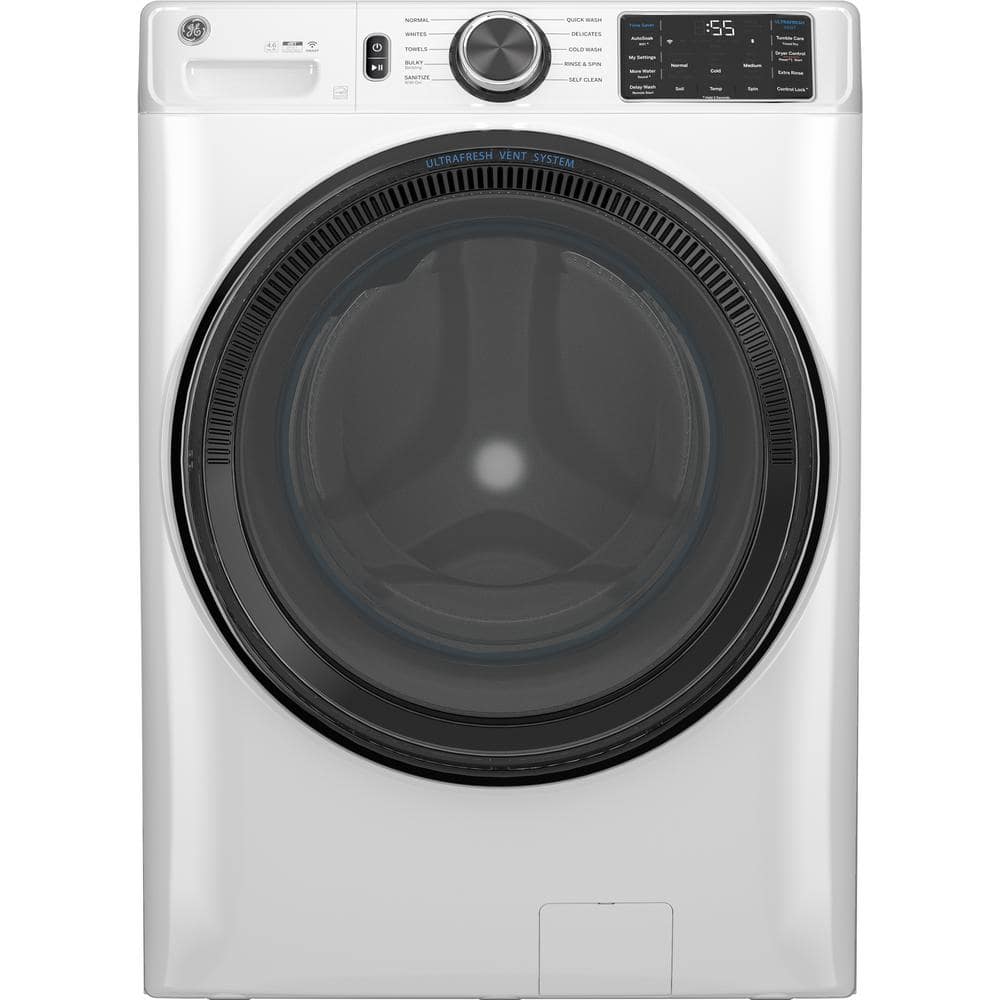 GE 4.6 cu. ft. Front Load Washer in White with UltraFresh Vent System ...