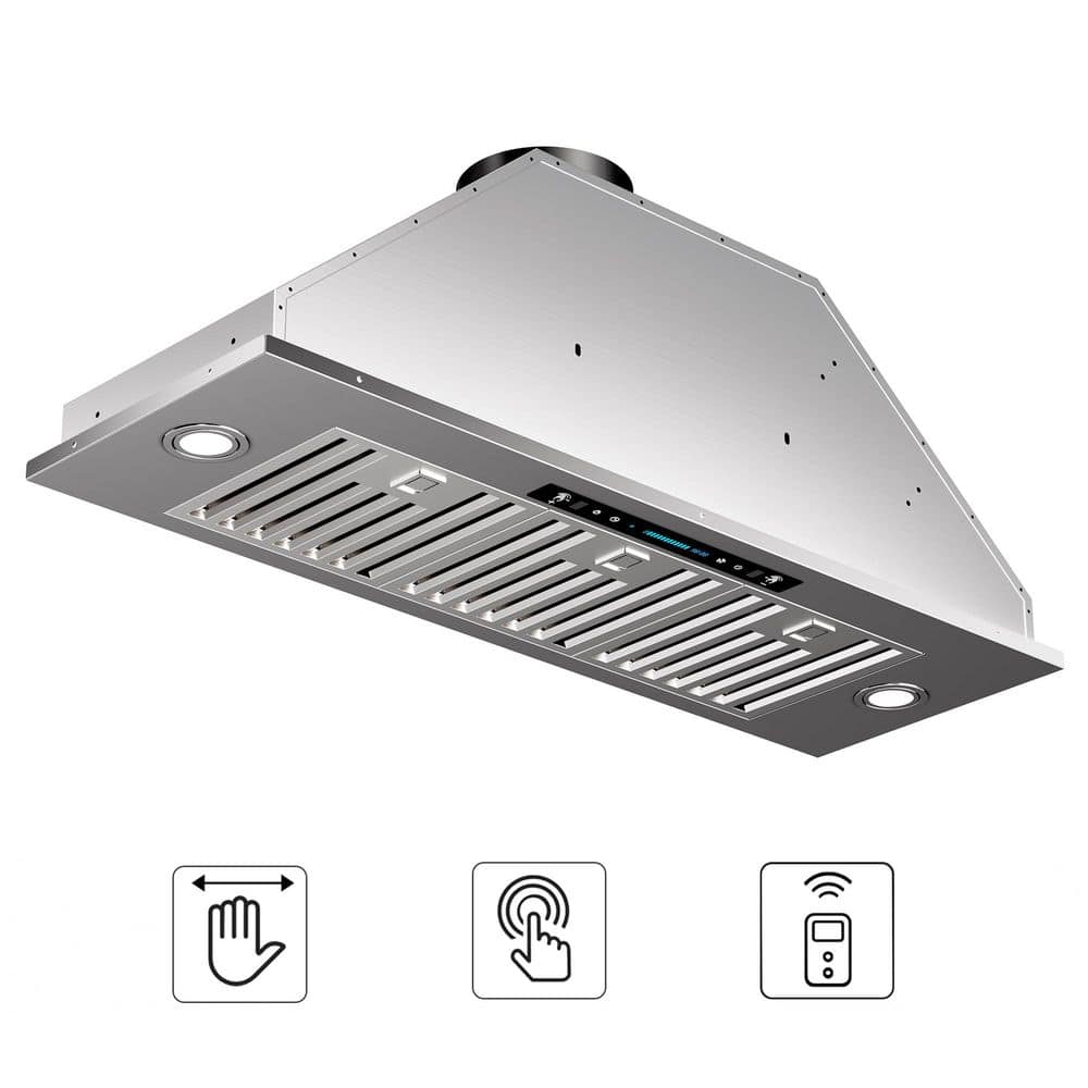 Throes 36 in. 900 CFM Convertible Ducted to Ductless Insert Range Hood ...