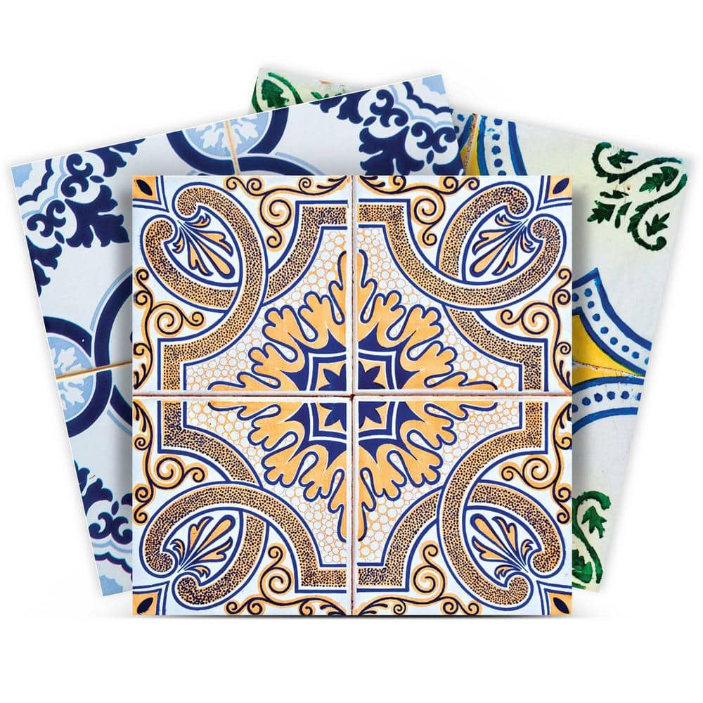 MI ALMA Green, Brown and White H401 7 in. x 7 in. Vinyl Peel and Stick ...