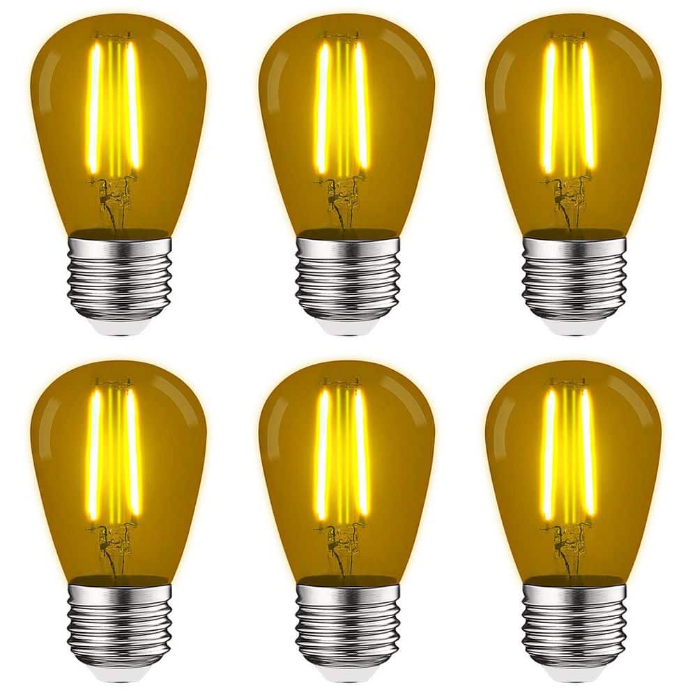LUXRITE 11-Watt Equivalent S14 Edison LED Yellow Light Bulb, 0.5-Watt ...