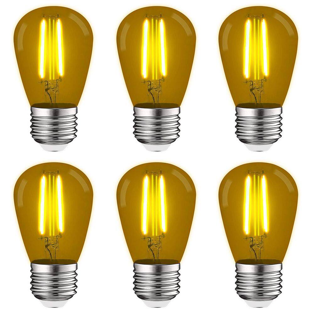 LUXRITE 11-Watt Equivalent S14 Edison LED Yellow Light Bulb, 0.5-Watt ...